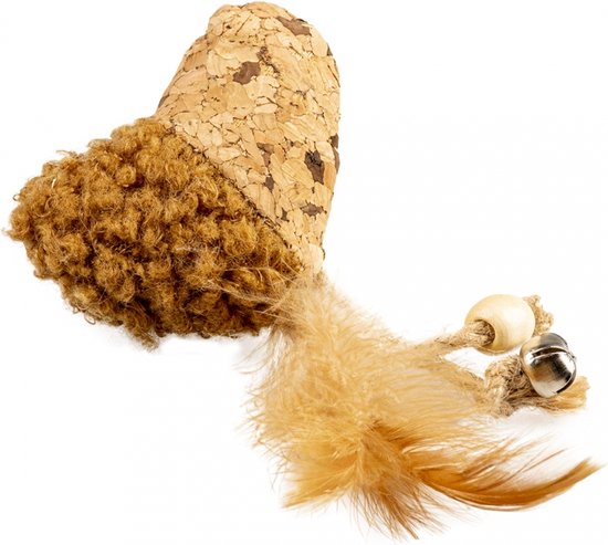 Cork hart met veren & bel 13x7x2,5cm bruin | bol.com