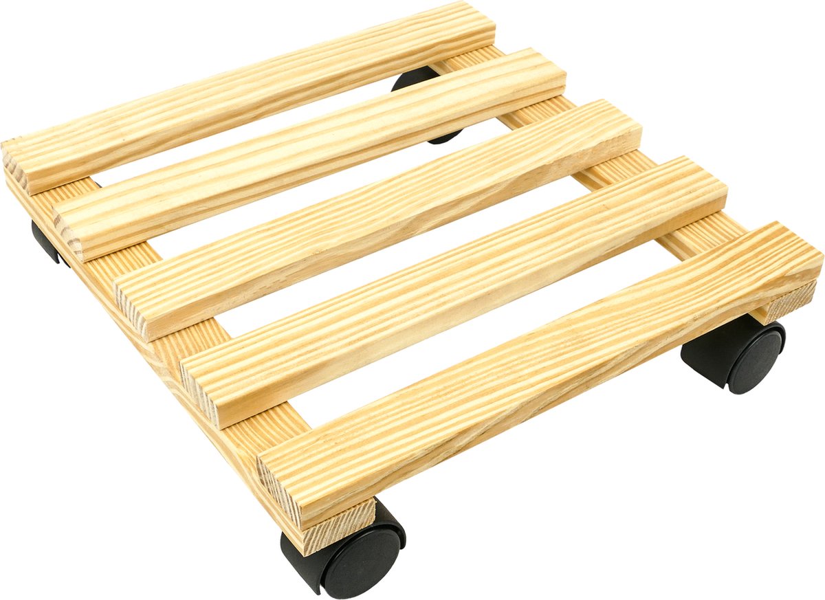 PrimeMatik - Vierkant houten platform met wielen 30 cm | bol.com
