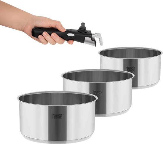Teesa TSA0148 - Driedelige roestvrijstalen pannenset COOK EXPERT SINGLE ...
