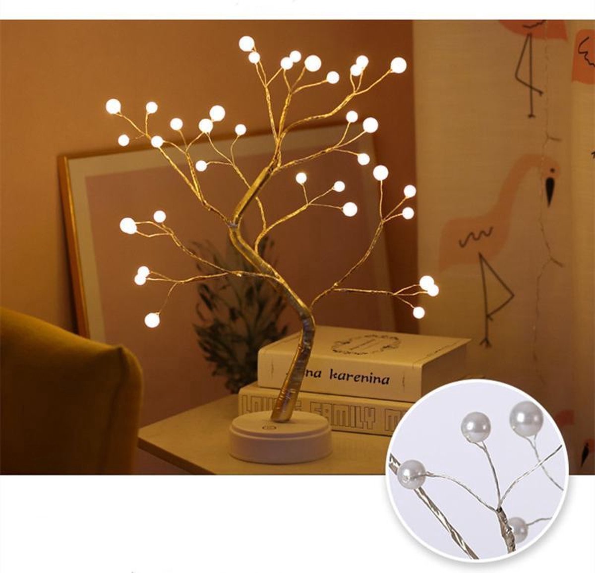 Simple Solutions LED Verlichte Boom Lamp - Goud gebladerde bonsai boom ...