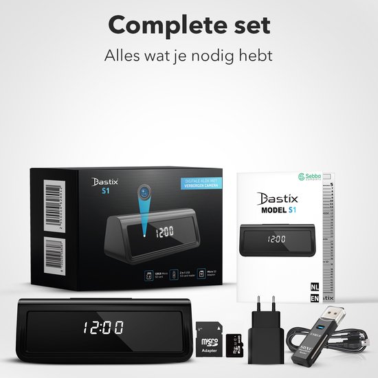 Bastix S1 - Digitale Wifi Klok met Verborgen Camera – Spy Camera met ...