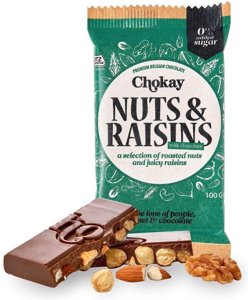 Chokay Milk Chocolate Nuts & Raisins - 85g | bol.com