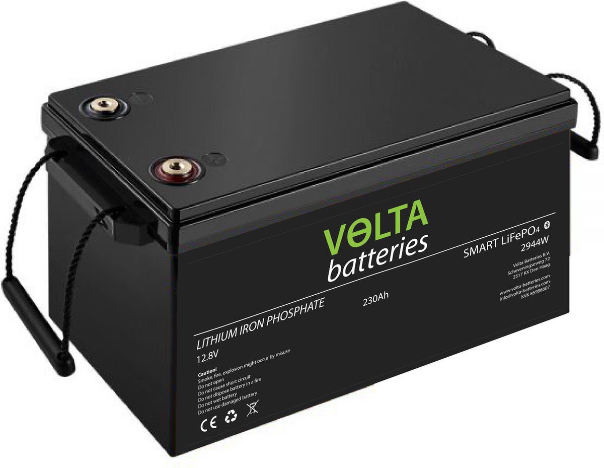 Volta Batteries 12V230 - Smart LiFePO4 - 12.8V - 230Ah - 2944W - voor ...