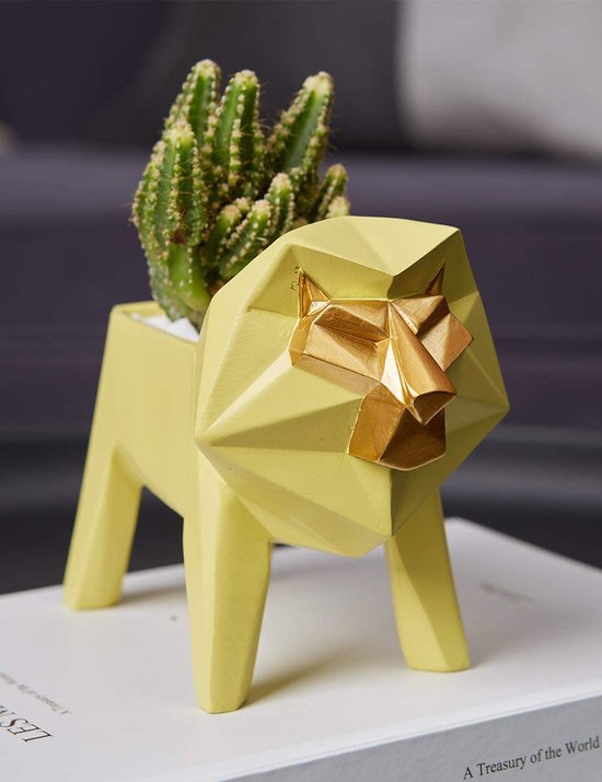 Amoy-Art Lion Statue Gift Sculpture Planter Figurine Arts Polyresin ...