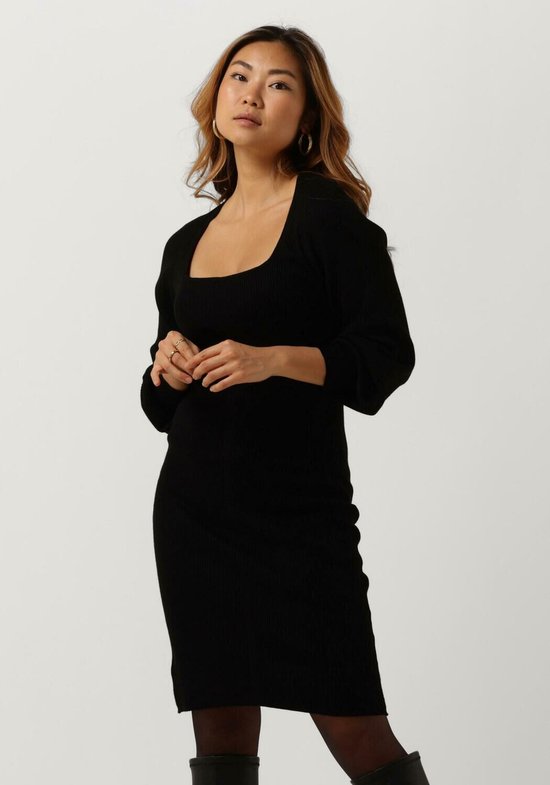Object Jagnes L/s Knit Dress Jurken - Zwart | bol.com