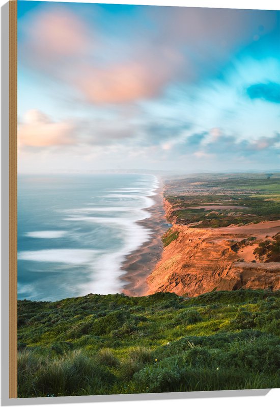 WallClassics - Hout - Landschap met Begroeiing langs Zee - 60x90 cm ...