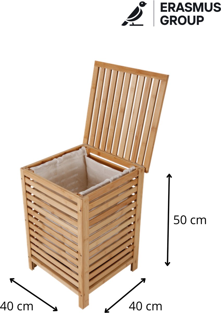 Erasmus - Jungle Wasmand - Hout - Modern & Decoratief - 40 x 40 x 57 cm ...