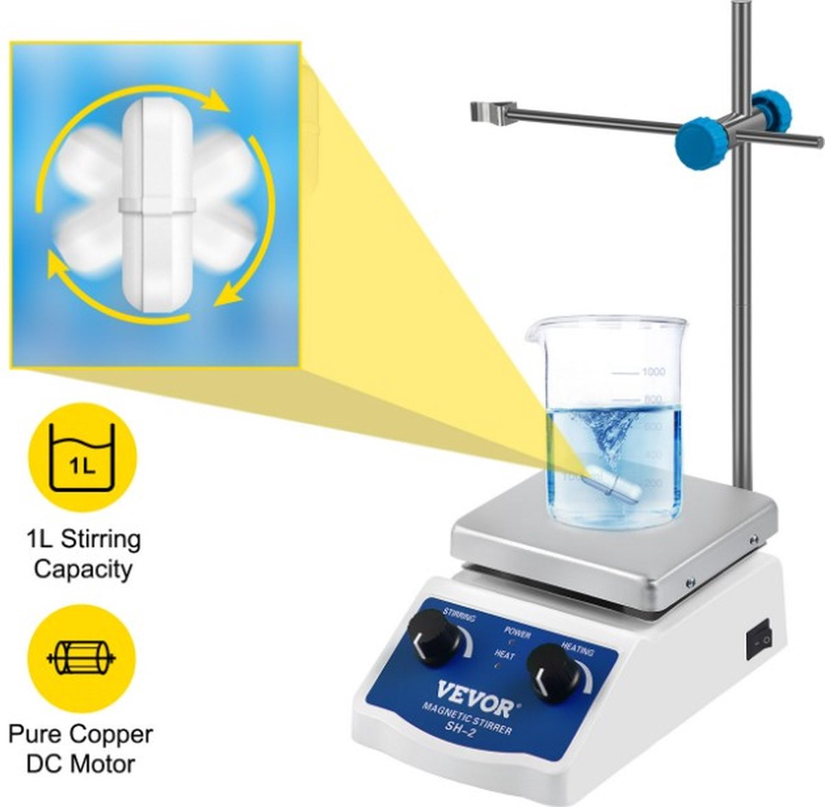 Vevor Magneet Roerder - Laboratorium Mixer - Laboratorium Vortex Mixer ...