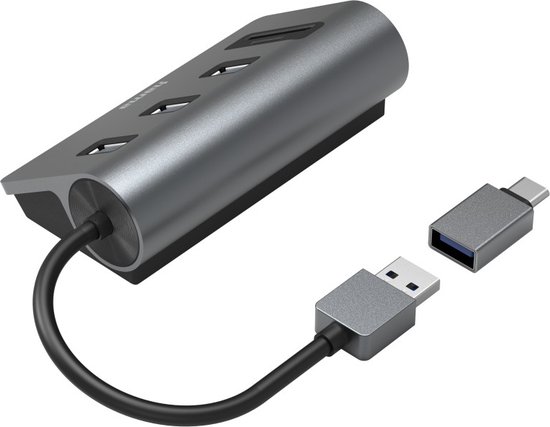 Hama OTG-hub/kaartlezer, 5-poorts, 3x USB-A, SD, microSD, incl. USB-C ...