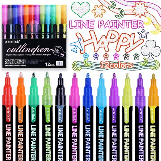 Acryl stiften- 12stuks- Stiften- Marker- Waterbestendig- Acryl ...