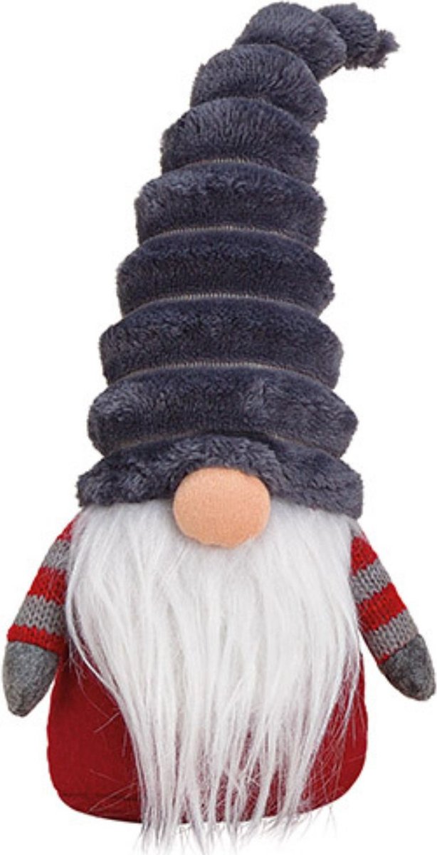 Gnome - Gnoom - Kerst Kabouter Textiel Rood - Grijs - Kerstbeeld ...