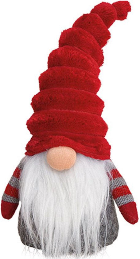 Gnome - Gnoom - Kerst Kabouter Textiel Rood - Grijs - Kerstbeeld ...