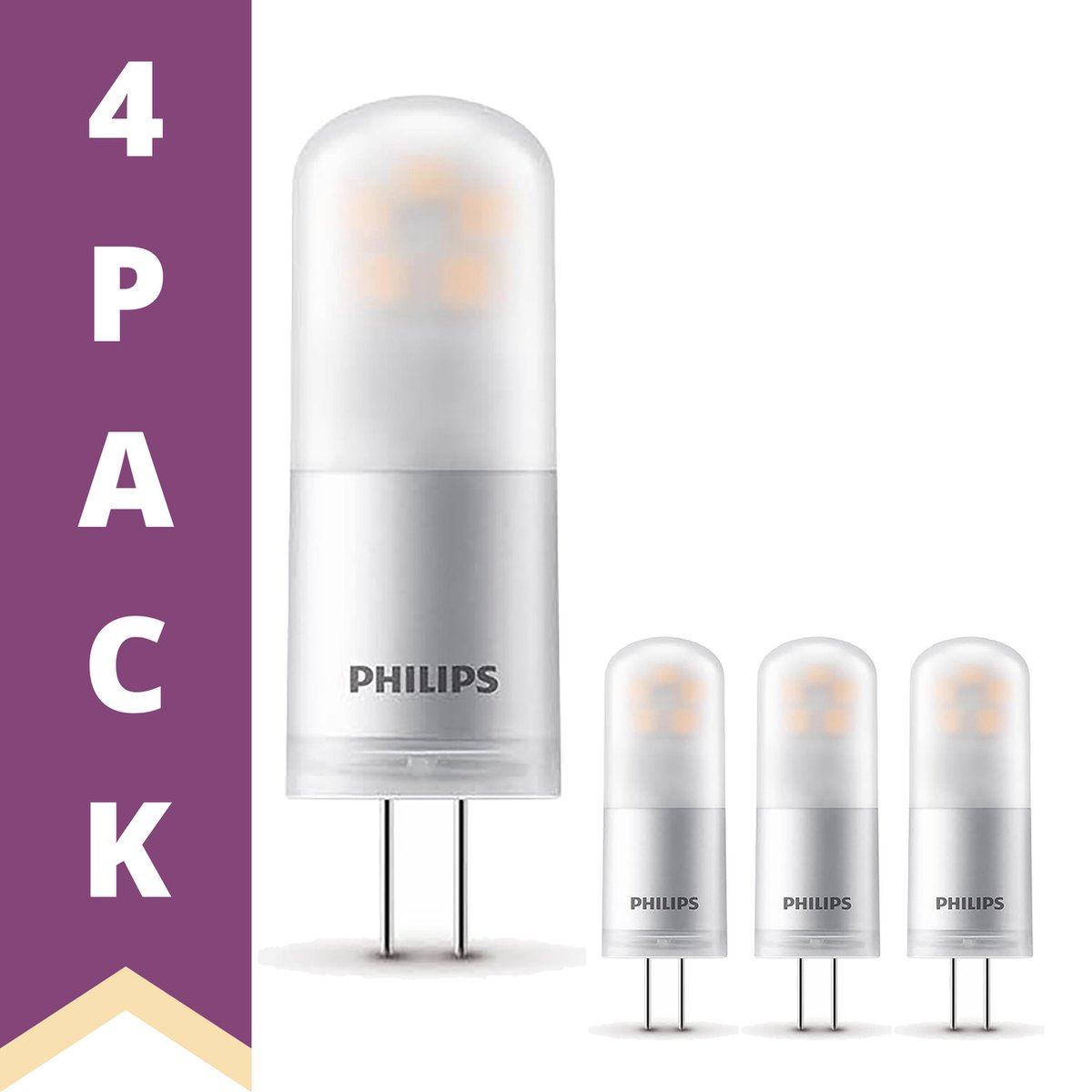 Philips LED G4 Steeklampjes 12V - Warm wit - 2.5W vervangt 28W - 4 Steeklampjes | bol.com