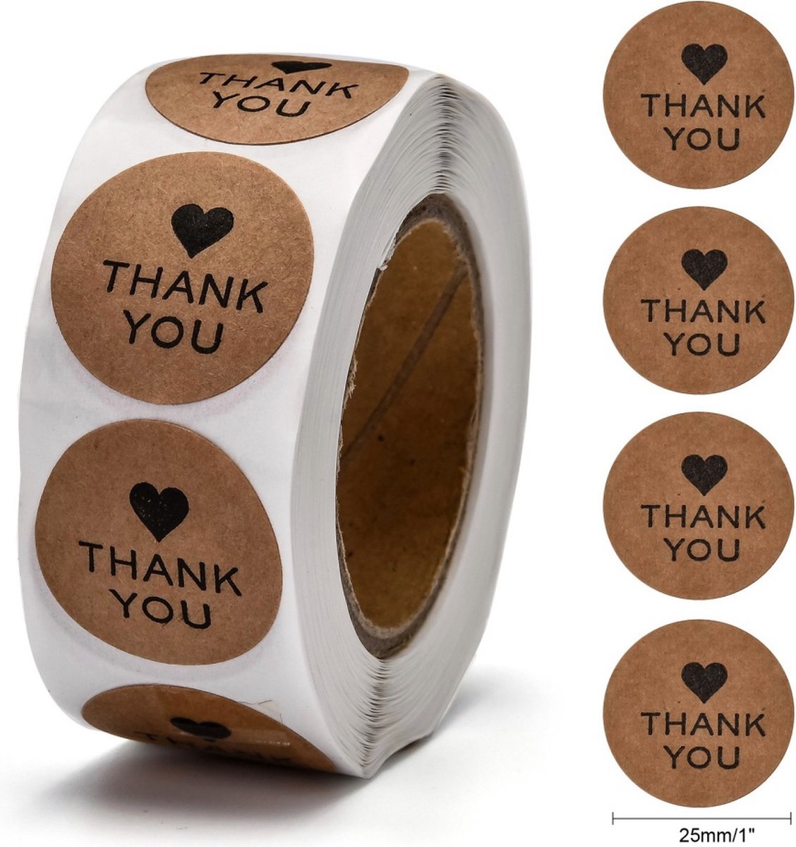 Sluitstickers - Sluitzegels - Thank You - Kraft papier - 500 stuks - 25mm - Bedankt... | bol.com