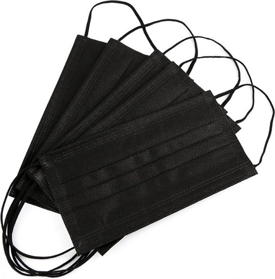 200 stuks - zwarte wegwerp mondkapjes - 3laags - gezichtsmaskers | bol