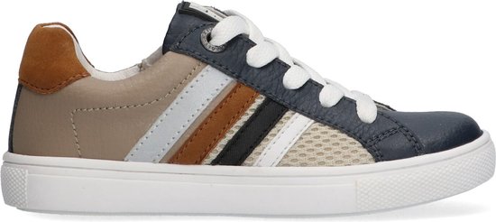 Braqeez Lesley Louw Jongens Lage Sneakers - Blauw/Beige - Leer - Veters ...