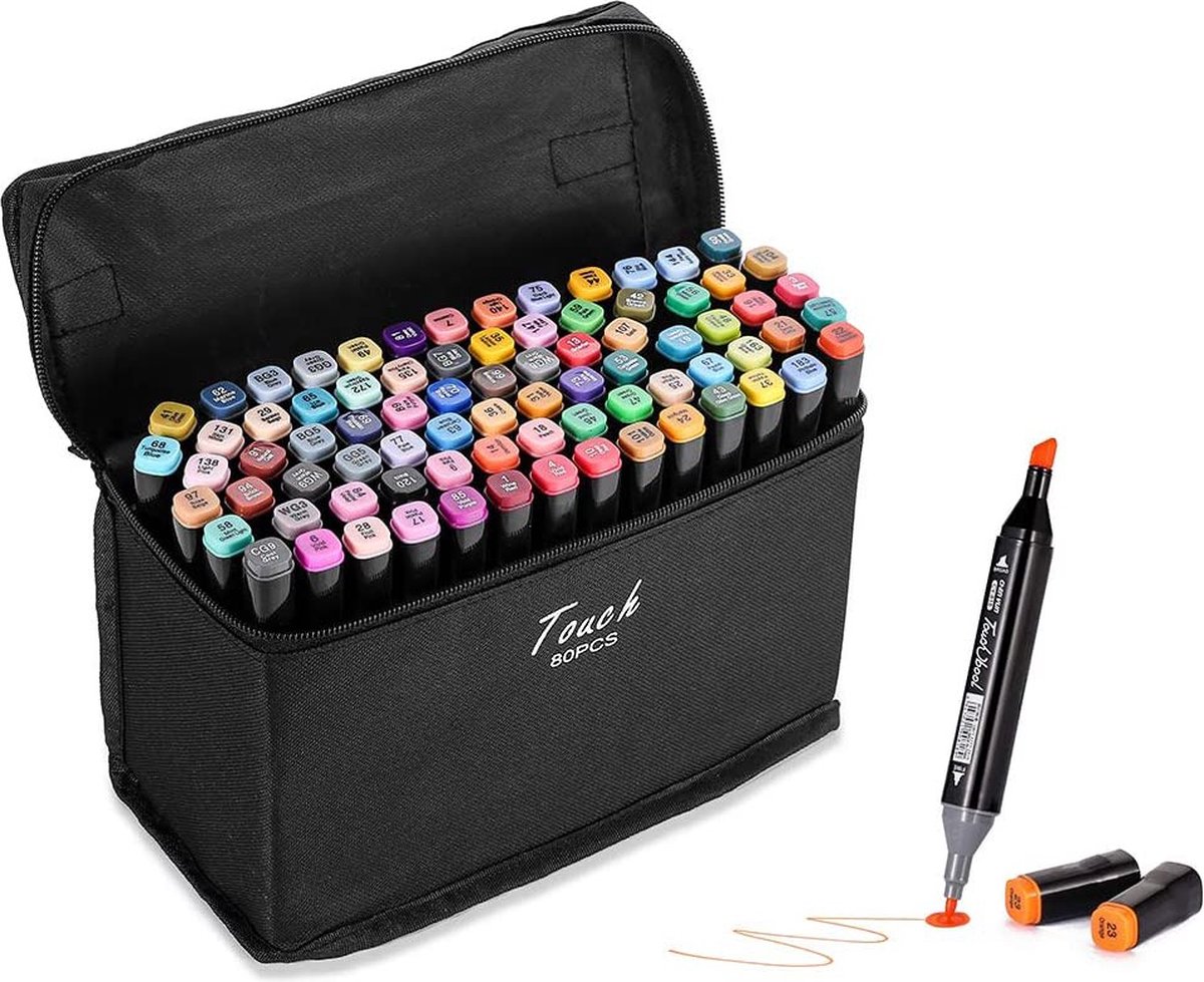 Twinmarkers – stiften 80 stuks – alcohol markeerstift – Dual tip ...