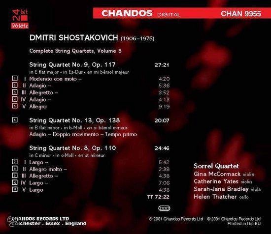 Shostakovich: Complete String Quartets Vol 3 / Sorrel Quartet, Sorrel ...