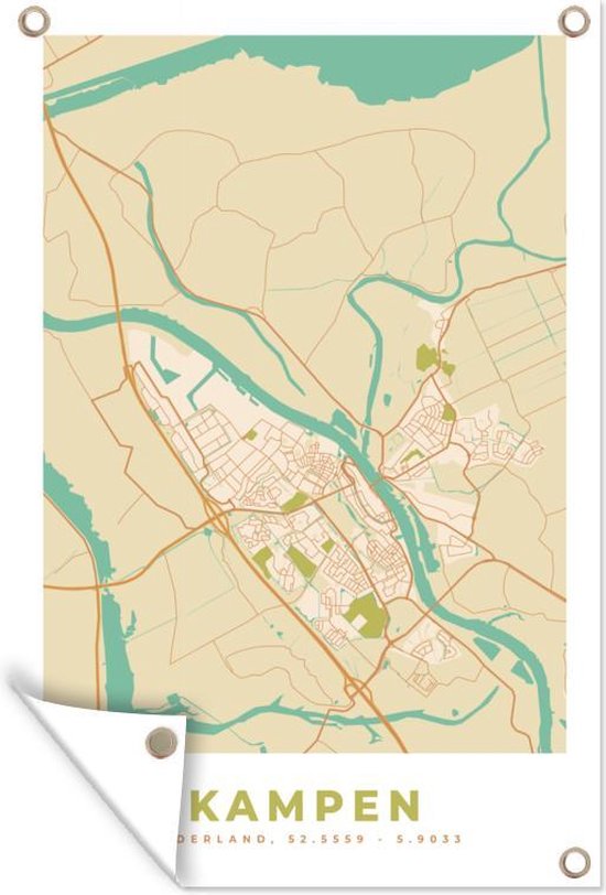 Muurdecoratie Kaart - Kampen - Vintage - 120x180 cm - Tuinposter ...