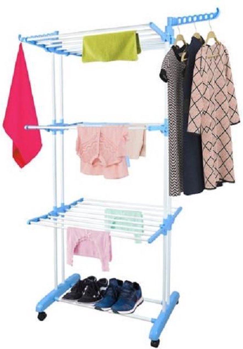 Droogrek - Wasrek 40m - groot - met (afneembare) wielen en inklapbaar ...