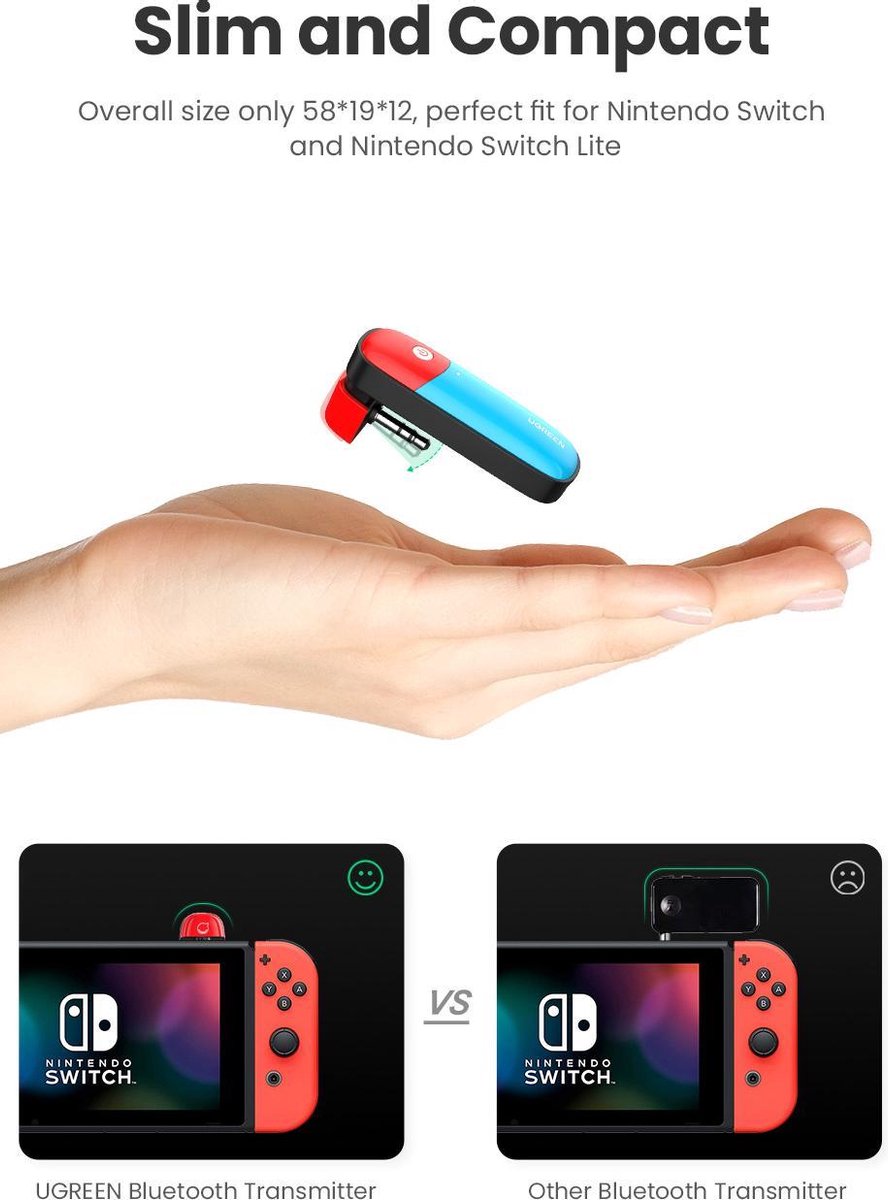 WiseGoods Premium Nintendo Switch Bluetooth Adapter - Draadloos - 5.0 ...
