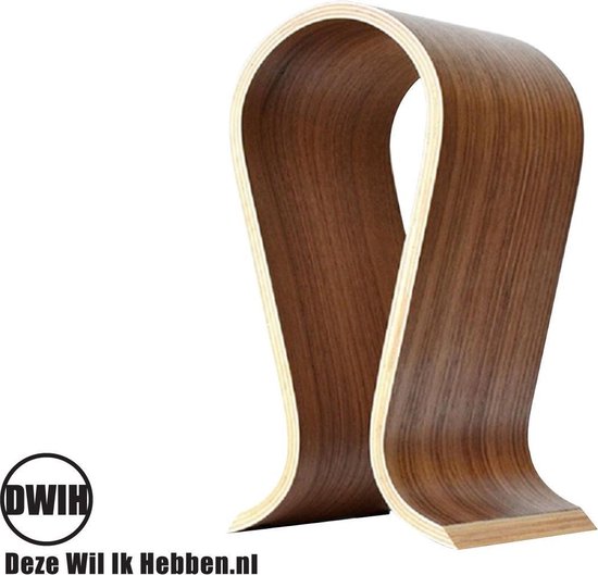 DWIH - Houten Stand Koptelefoonhouder - Omega vorm - Walnoot donker | bol