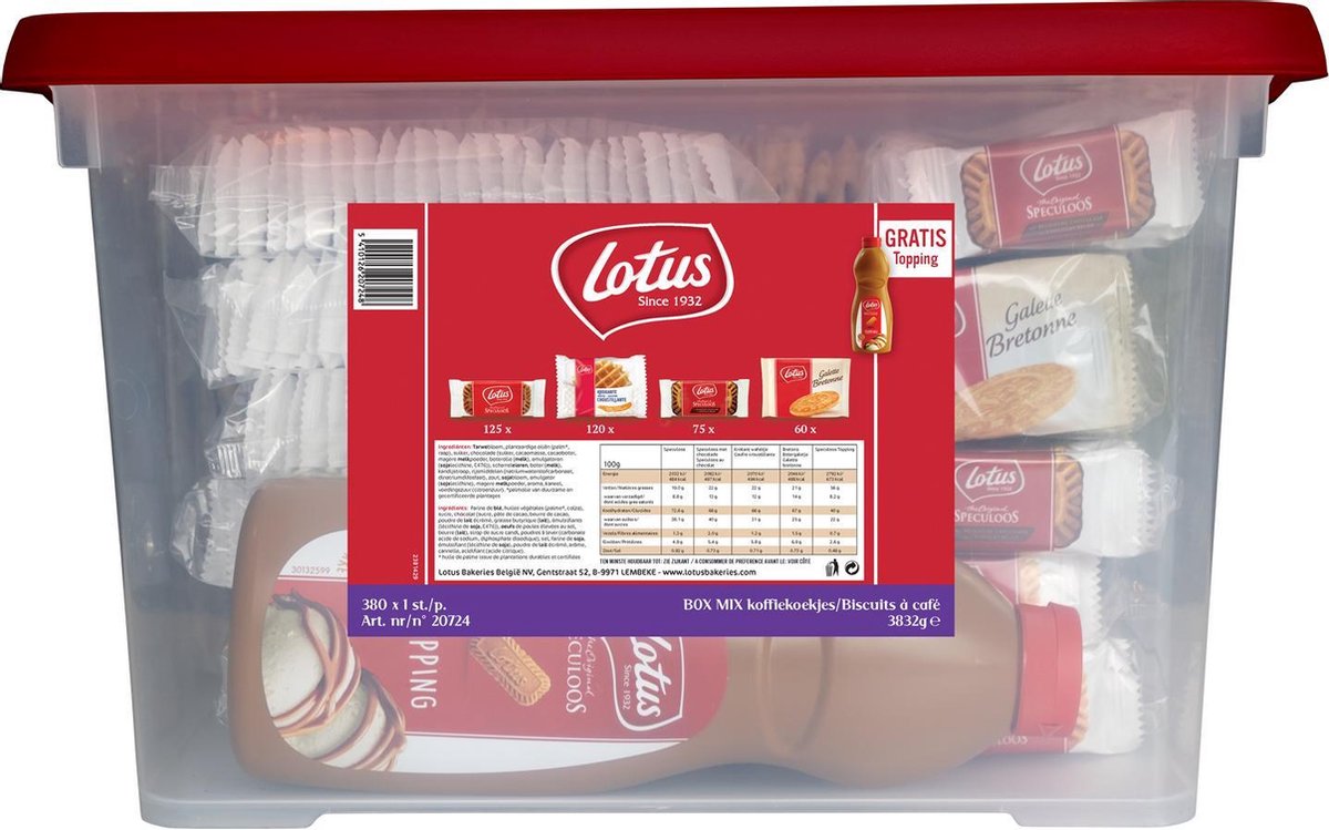 Lotus horeca koekjes box - 4 soorten koek - 380 stuks - 3832 gram | bol.com