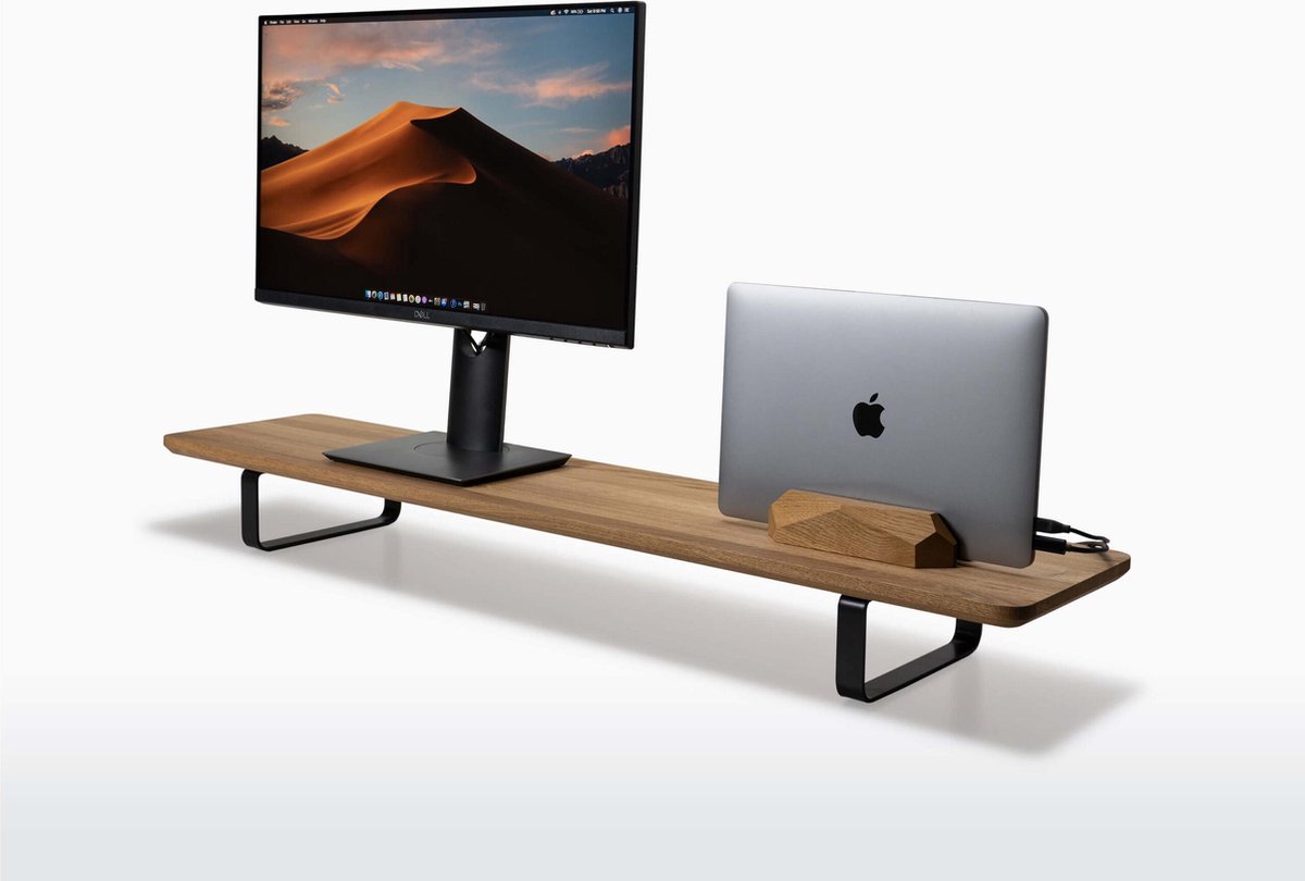 Dual Monitor Standaard – Beeldschermverhoger – Eikenhout | bol.com