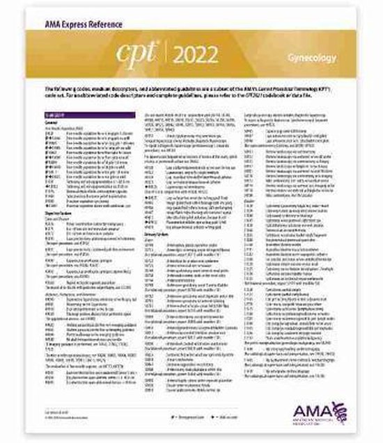 CPT Express Reference Coding Card 2022: Gynecology | 9781640161726 | Boeken | bol.com
