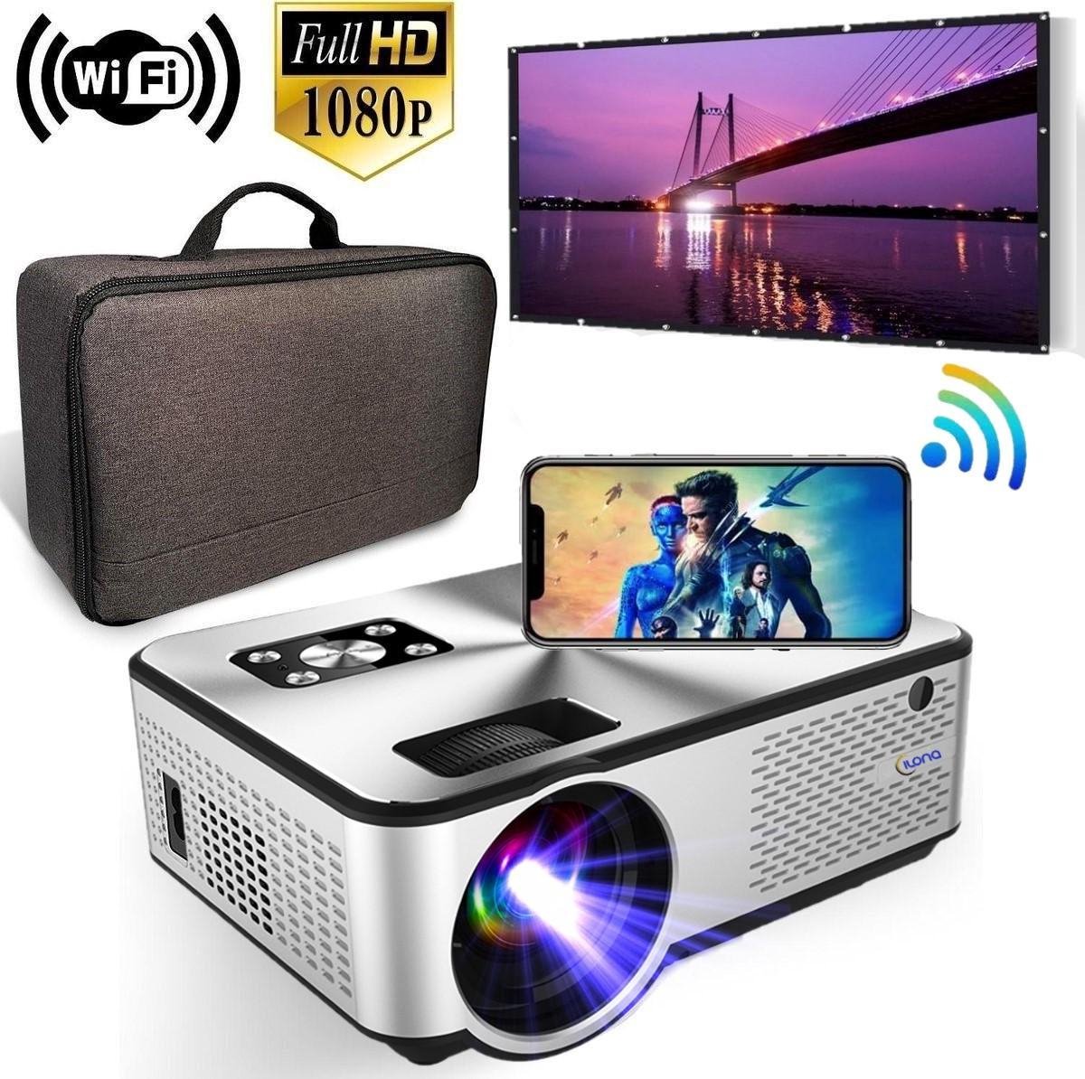 Ilona Mini Beamer- inclusief Tas en Projectorscherm - Input tot Full HD ...