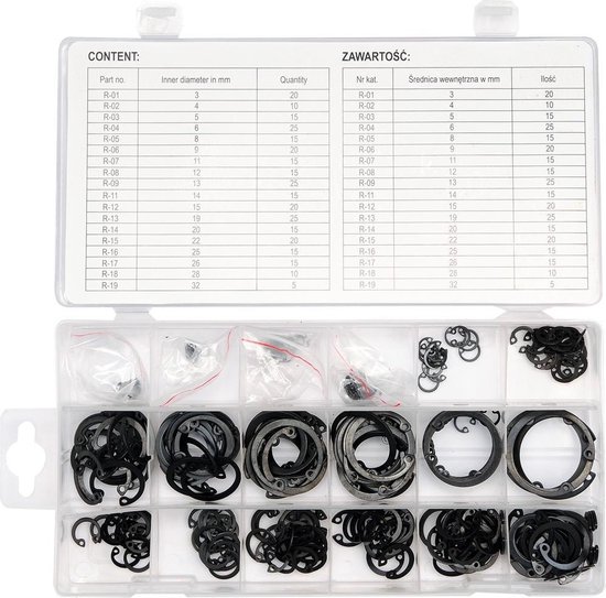 Seegerring/circlip set - 300-delige set - Intern gebruik - Assortiment ...