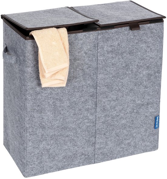 Wenko Duo Wasmand Felt Grijs 82 Liter | bol