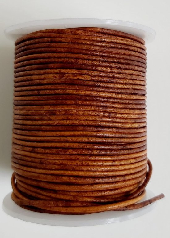 Leren Vintage Lichtbruin rond Koord 1.5 mm 5 meter. Echt leer ...