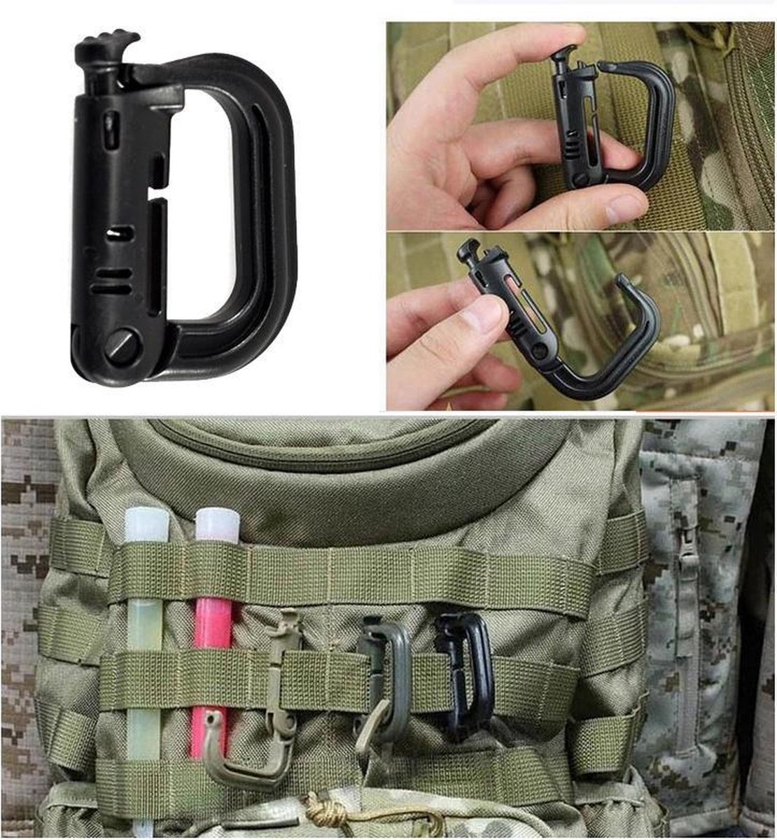 2 X Grimloc Molle Karabijnhaak - D Locking - Plastic Clip - Gesp ...