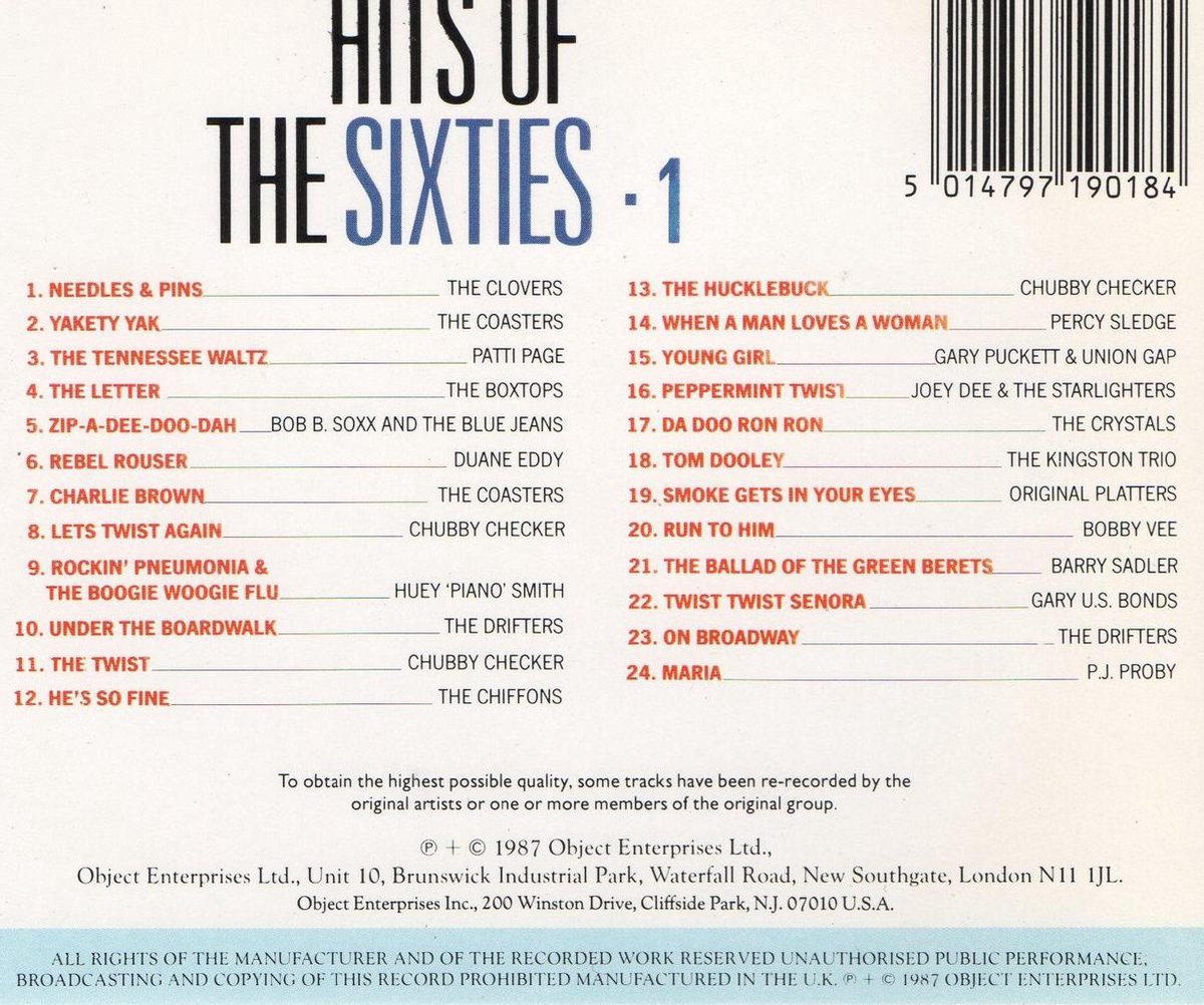 Hits of the Sixties - Volume 1, Diverse Artiesten | CD (album) | Muziek ...