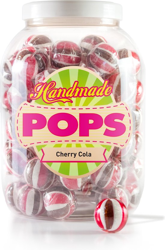 Handmade Pops - Cherry Cola 25gram - 70 lolly’s - Snoep - lolly | bol