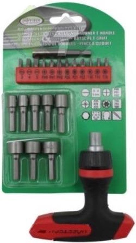 Bit-doppen set + ratel T-greep, 21 dlg, Höfftech | bol.com