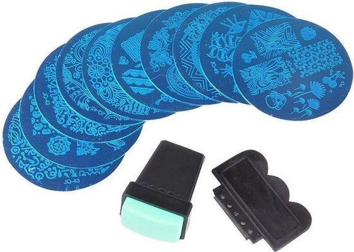 Ronde Nagel Stempel Set Met Plaatje © - Nail Art Stempelplaat ...