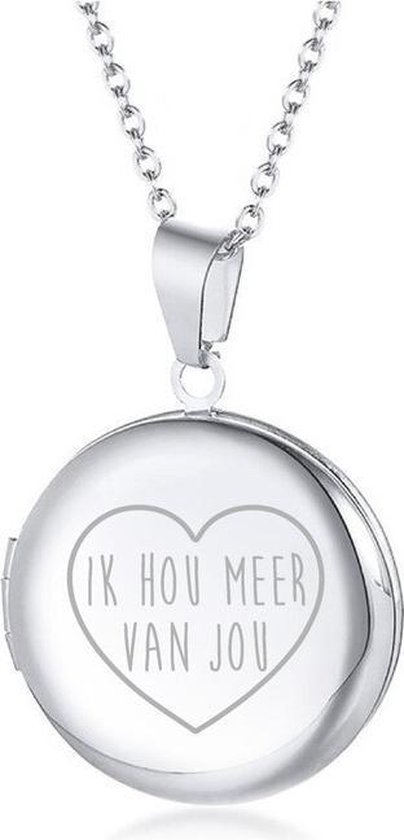 Fotohanger Met Ketting En Gravering - Rond - Ik Hou Meer Van Jou | bol.com