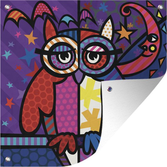 Tuindoek een uil in pop art - 100x100 cm | bol.com