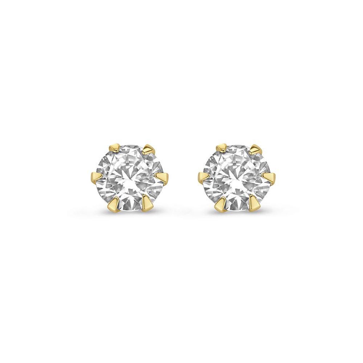 New Bling 9NBG-0200 Gouden Oorknopjes - Dames - Zirkonia - 6 mm ...