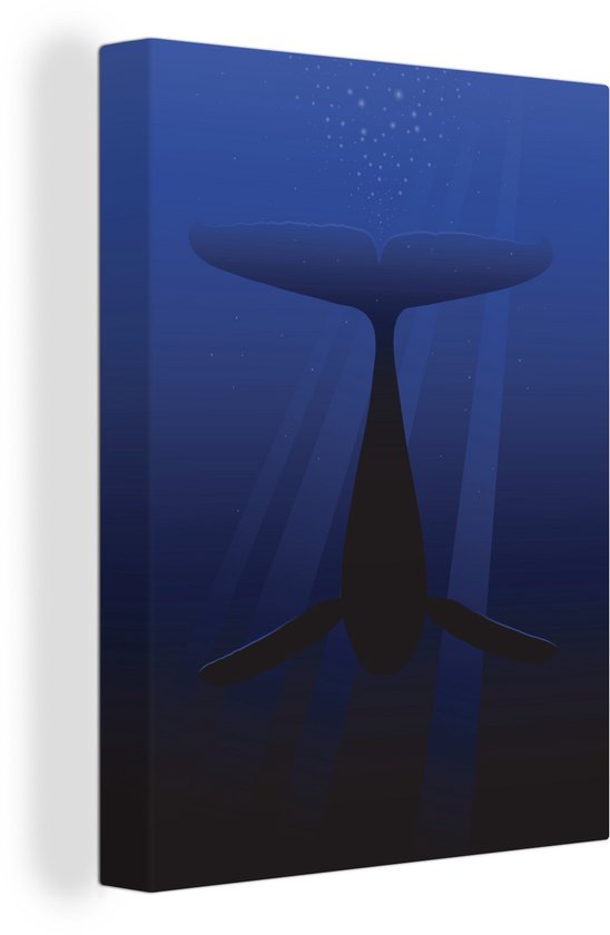 Canvas Schilderij Een vector illustratie van de staart van een walvis ...