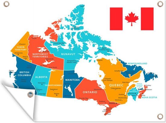 Tuin decoratie Een illustratie van Canada met gekleurde provincies ...