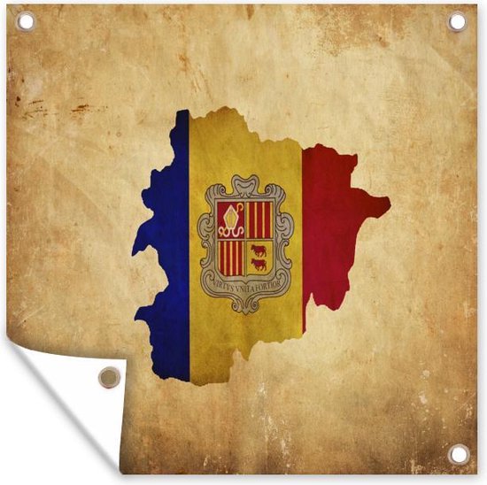 Tuin decoratie de kaart van Andorra op oud papier - 40x30 cm - Tuindoek ...
