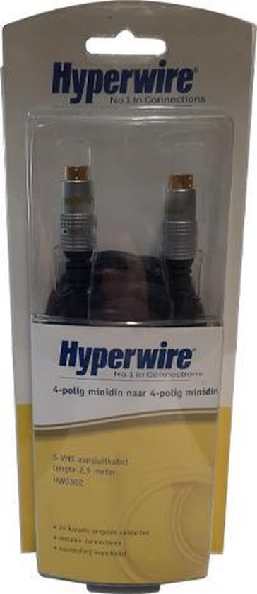 Hyperwire - S-VHS aansluitkabel - 2,5m - S-Video (4-pins) naar S-Video ...