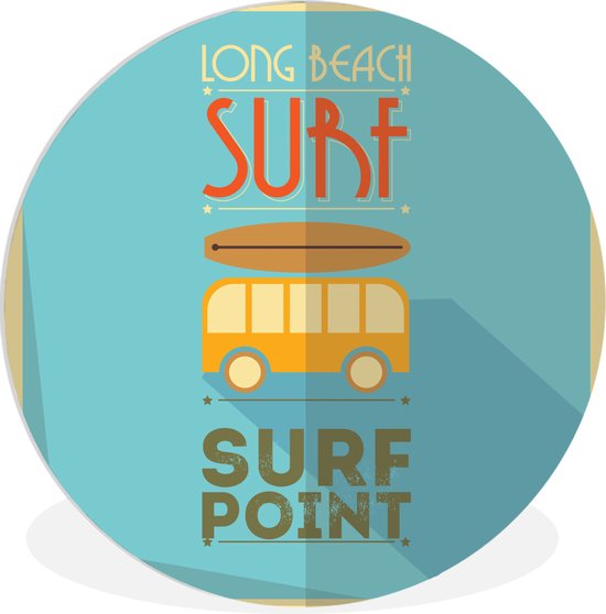 Illustration 'surf point' sur fond bleu Plaque de cercle mural en ...
