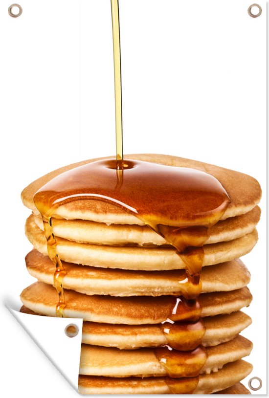 Tuinposters buiten Stapel pannenkoeken met stroop - 60x90 cm - Tuindoek ...