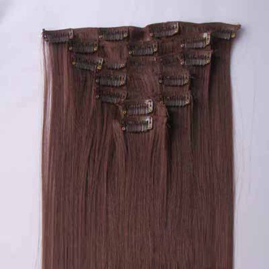 Clip in hair extensions 7 set straight rood - 33# | bol