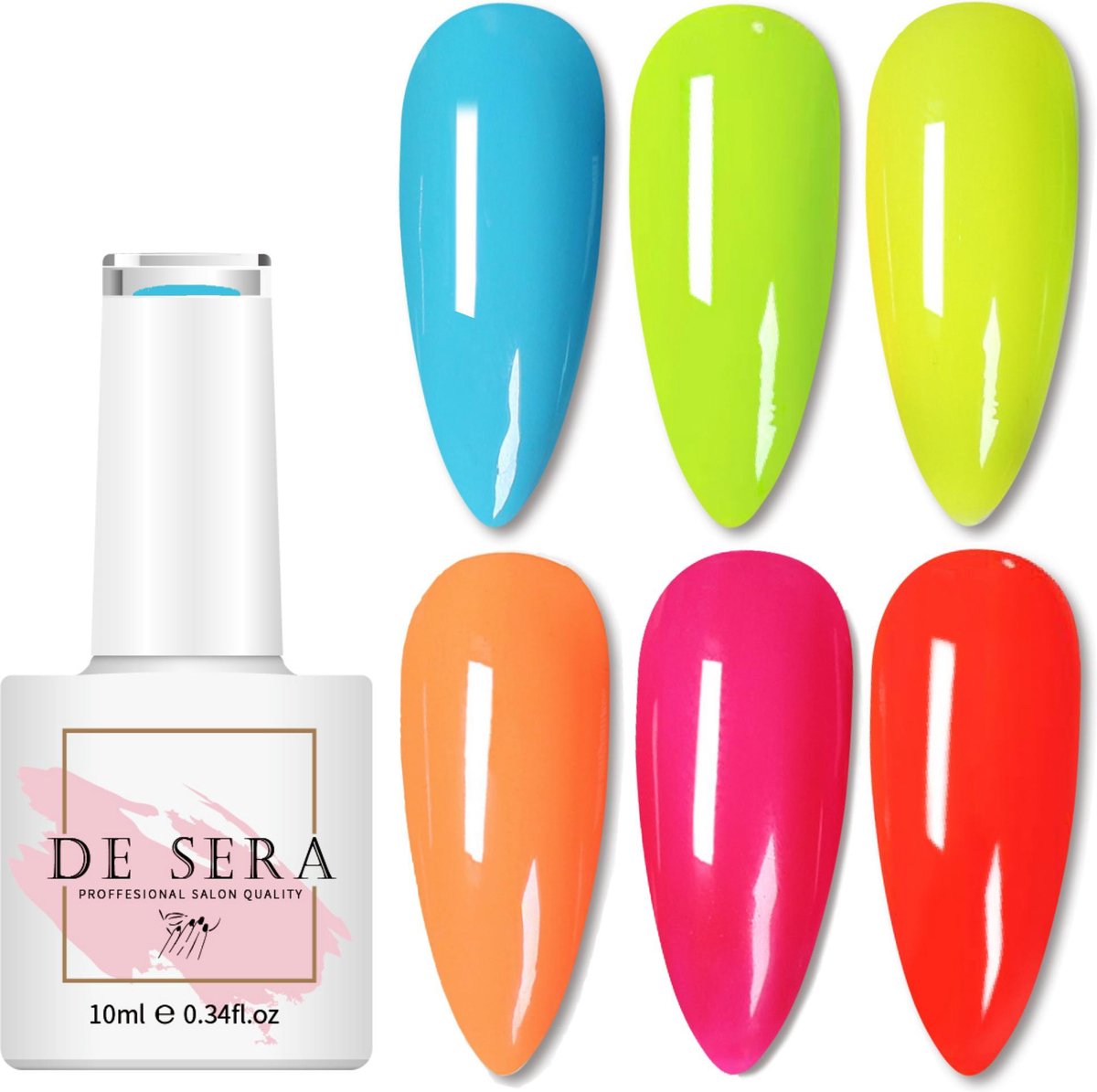 De Sera Gellak 6-delige Set - Gel Naggellak - Neon Edition - Gellac ...