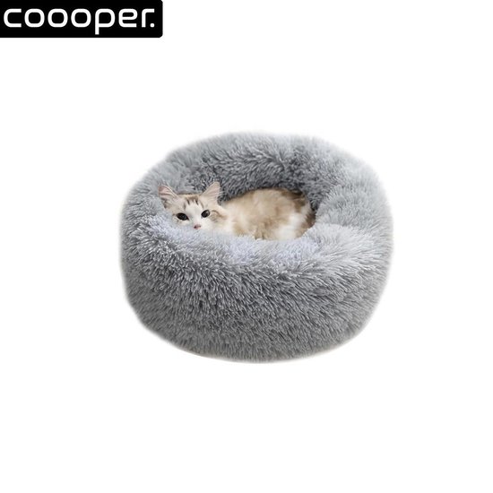 Coooper- Donut Kattenmand- Fluffy Kattenmand - 60 cm - M – Licht grijs ...